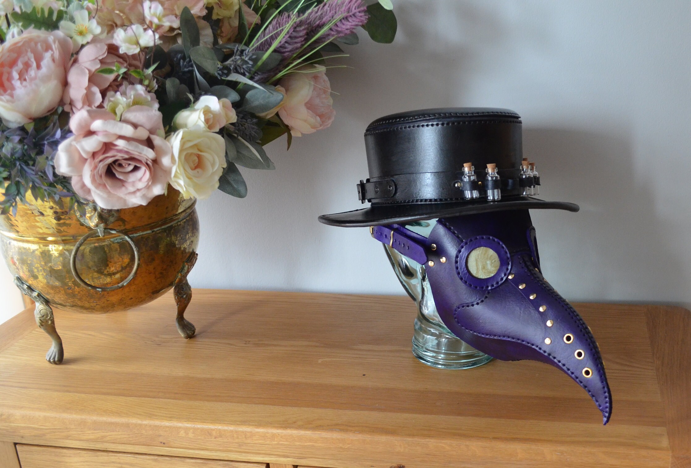 Black Plague Doctor HAT Real Genuine 100% Leather. Masquerade | Etsy