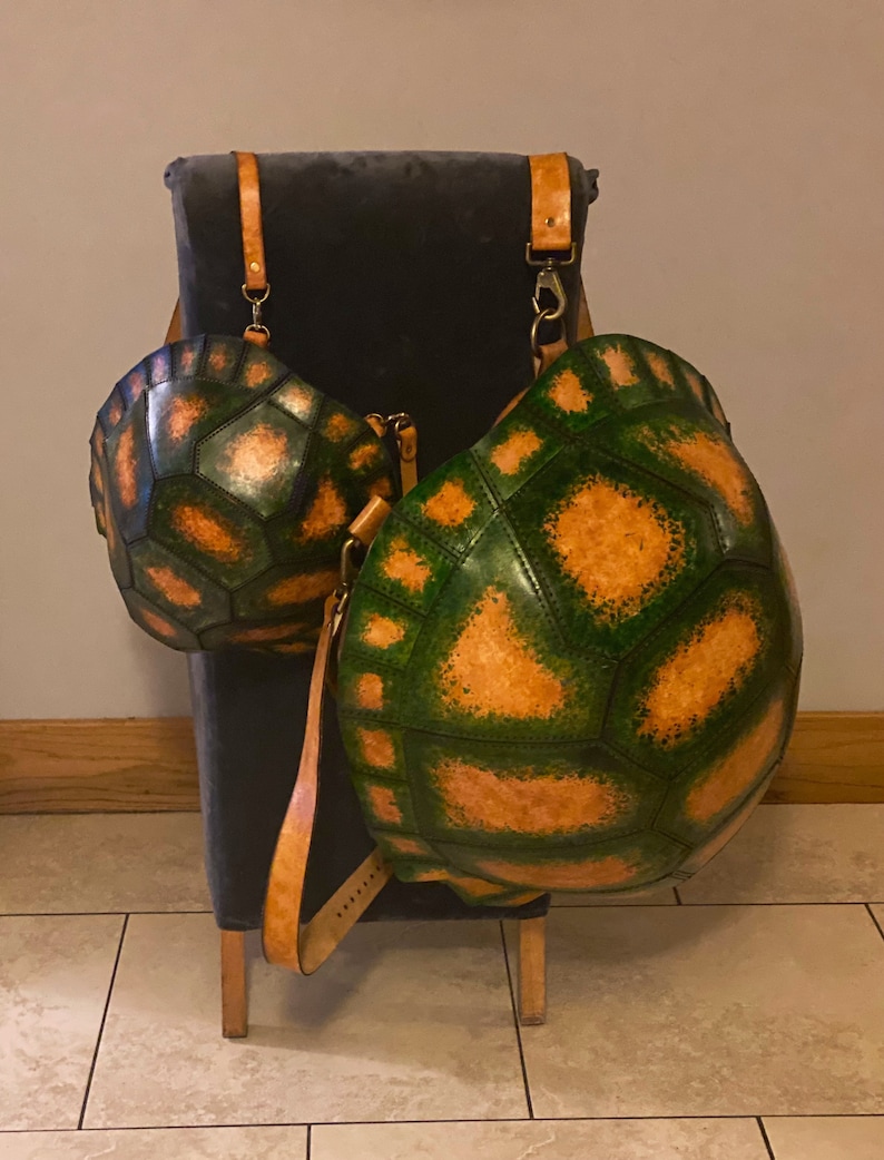 XL Extra Large Leather Turtle Tortoise Backpack Bag Purse | Etsy