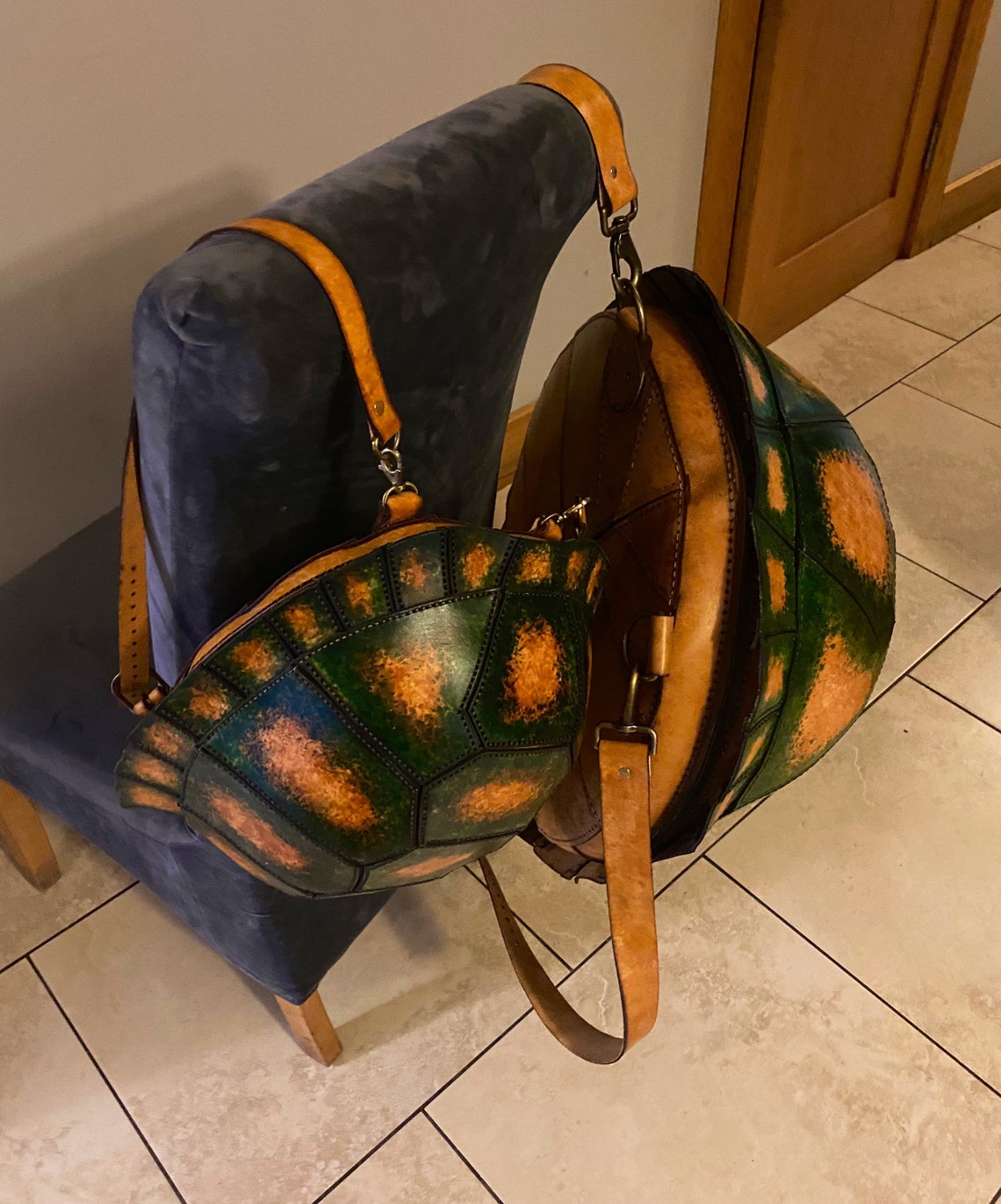 XL Extra Large Leather Turtle Tortoise Backpack Bag Purse | Etsy