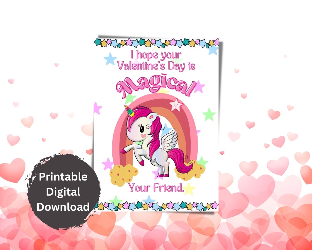 Printable Unicorn Valentine for Kids, Cards for Valentine's Day School ...