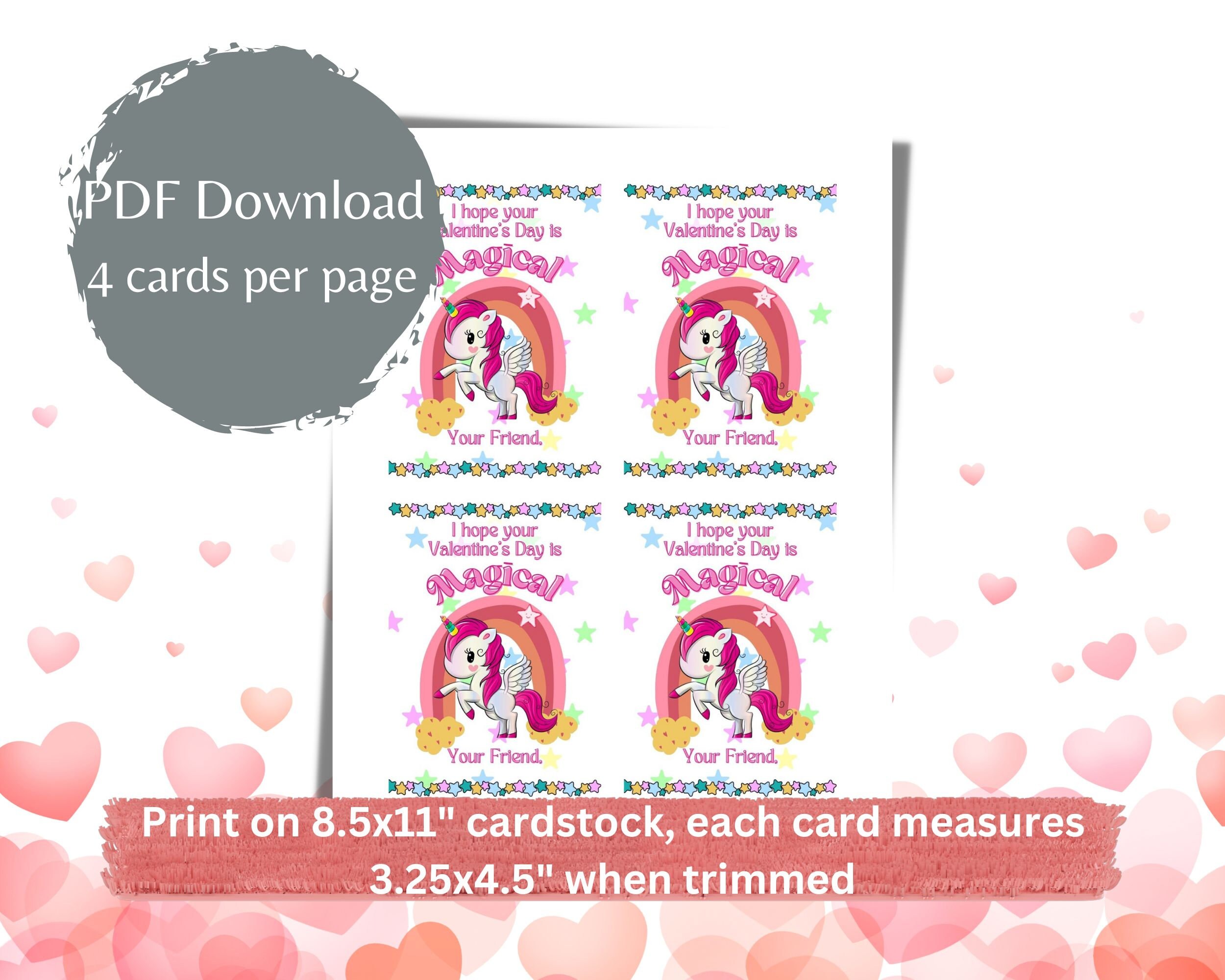 Printable Unicorn Valentine for Kids, Cards for Valentine's Day School ...