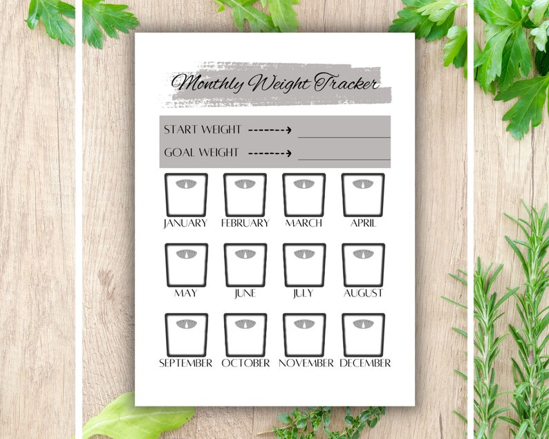 Printable Monthly Weight Tracker Digital Download Loss or Gain - Etsy