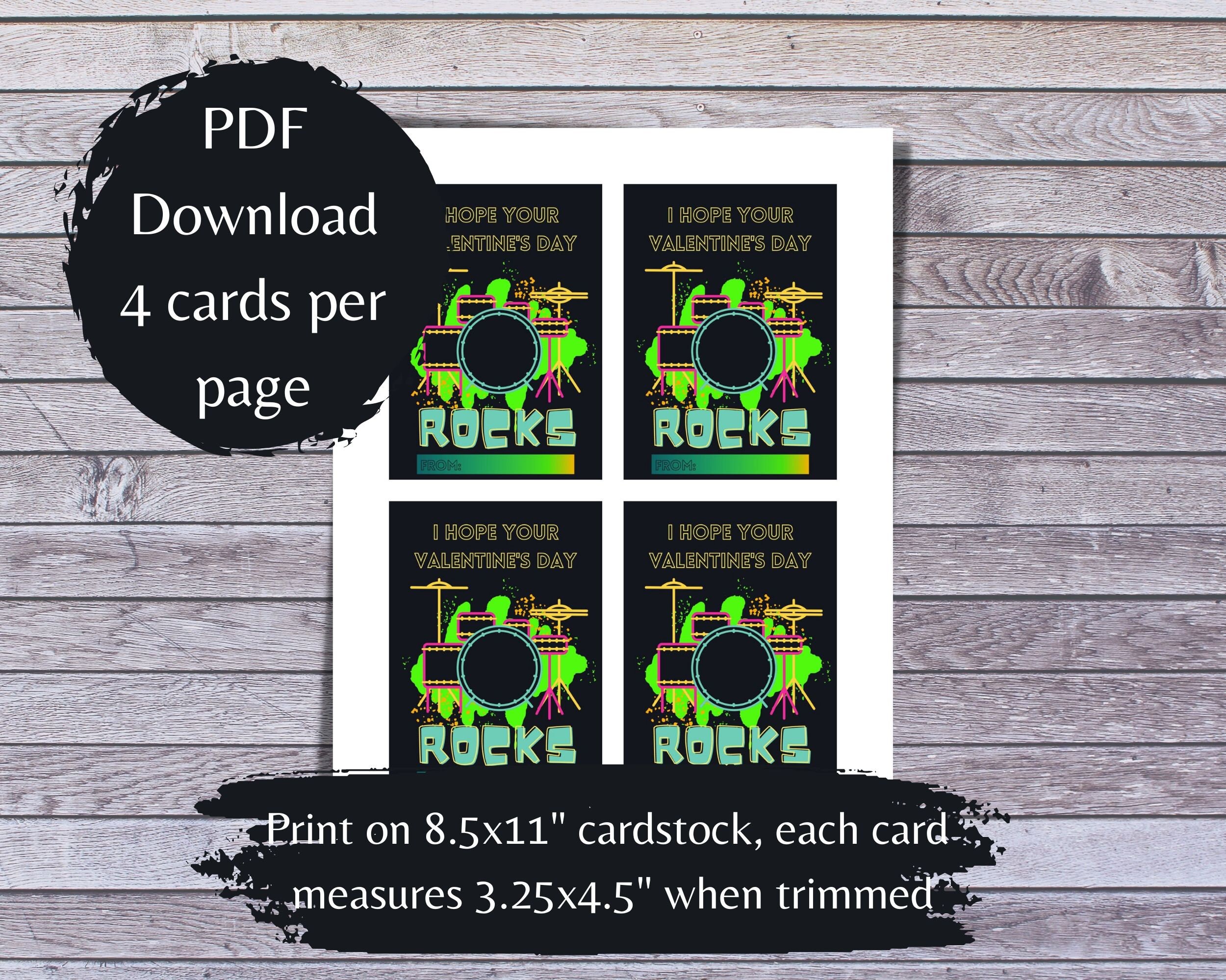 Printable Drums Valentine for Kids Cards for Valentine's - Etsy