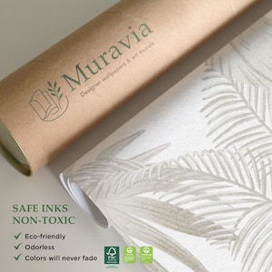 Neutral Palm Tree Wallpaper – Tropical Wall Mural With Botanical Leaves ...