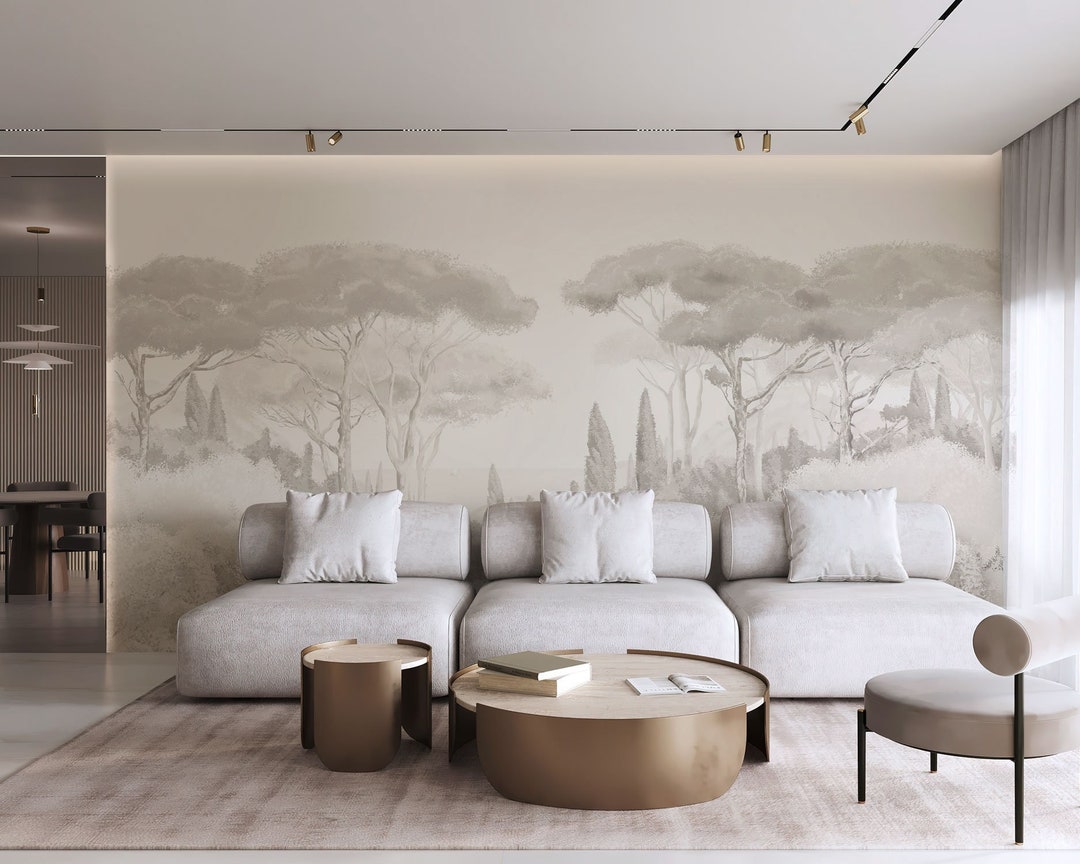 Scene Tree Wallpaper, Forest Wallpaper, Forest Landscape Wall Mural ...