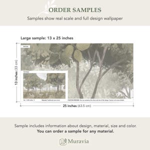 Forest Landscape Wall Mural – Neutral Tree Wallpaper for Living Room ...