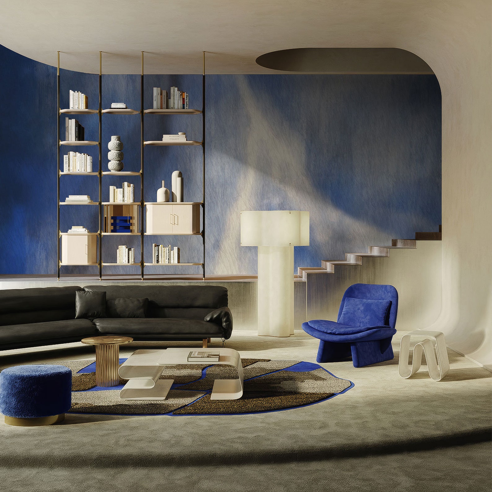 Blue Abstract Plaster Wallpaper, Wall Mural, Removable and Rental ...