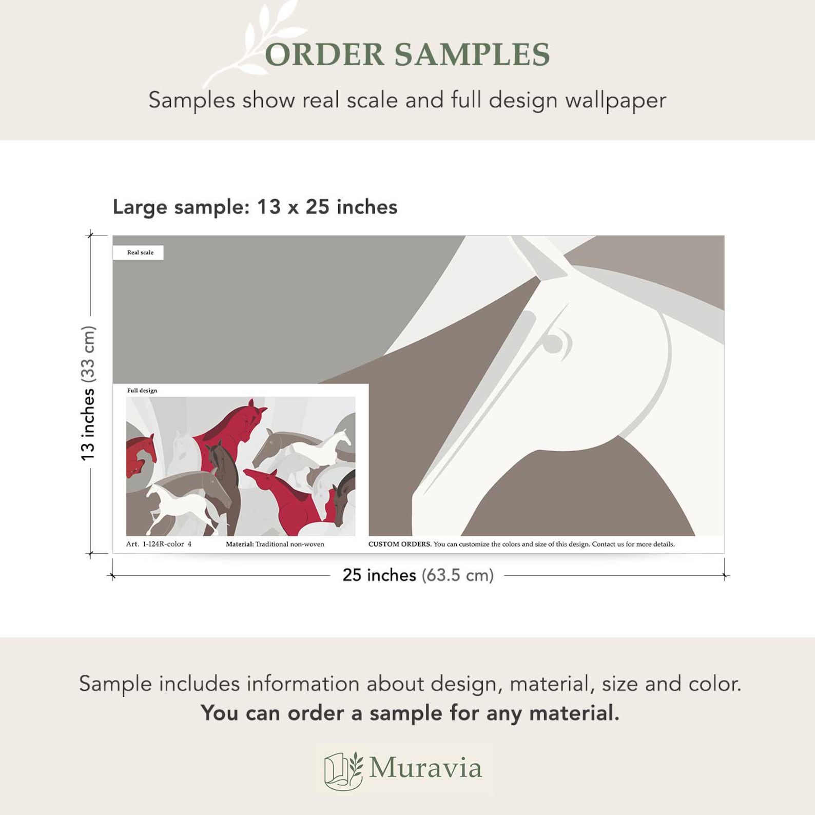 Designer Horse Wallpaper Mural – Unique Abstract Red and Brown Horses ...