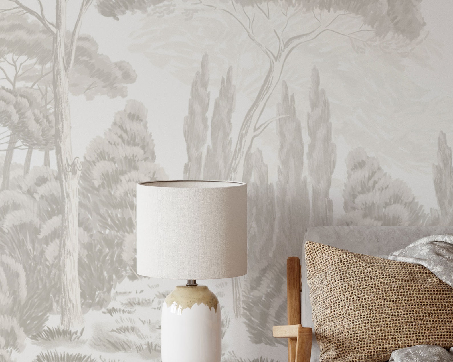 Tree Landscape Wallpaper, Watercolor Botany Wallpaper, Forest Wallpaper ...