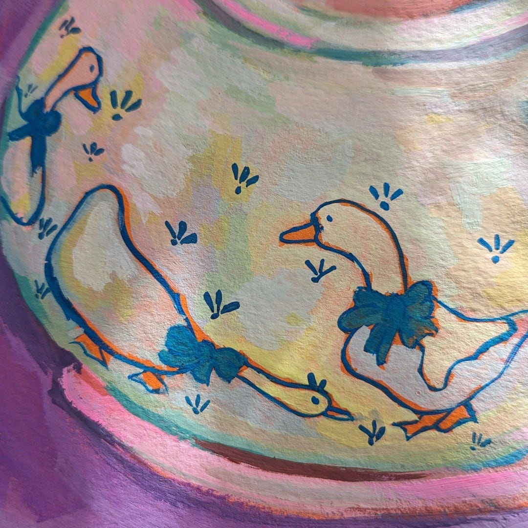 ORIGINAL Goose Milk Jug, Nostalgic Painting - Etsy