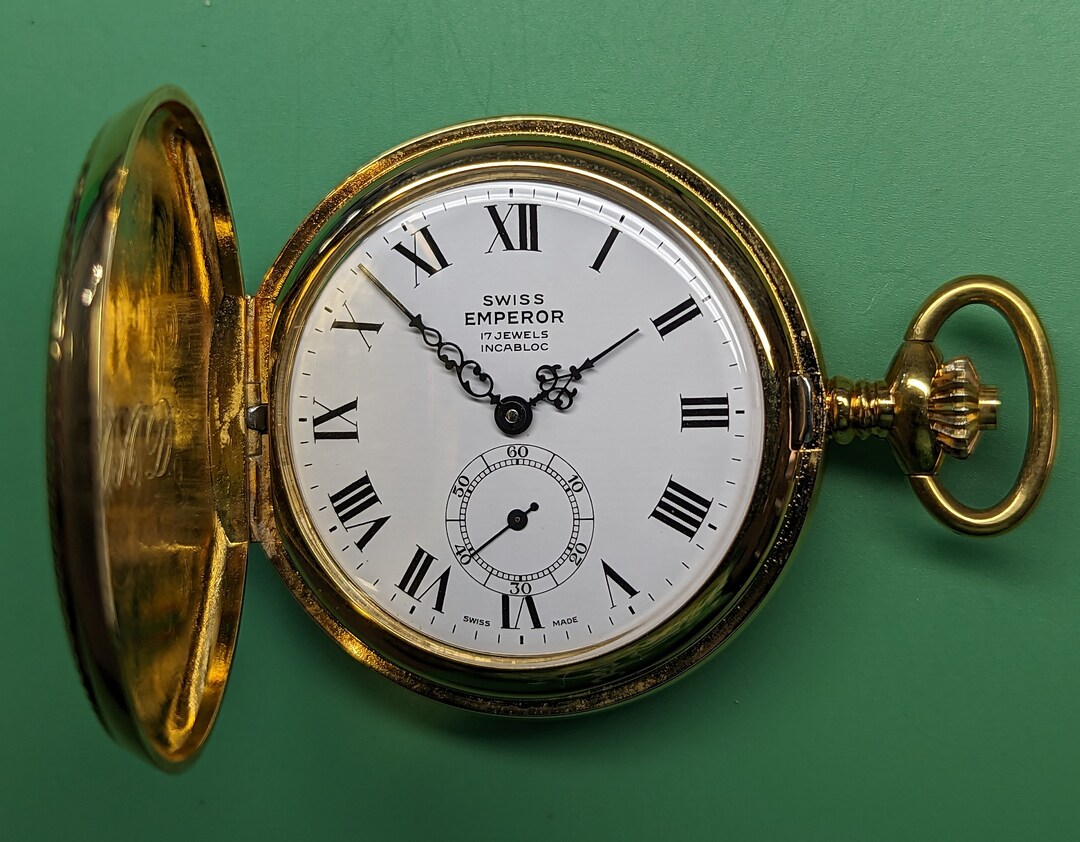 Vintage dad Engraved Swiss Emperor Hunter Pocket Watch - Etsy