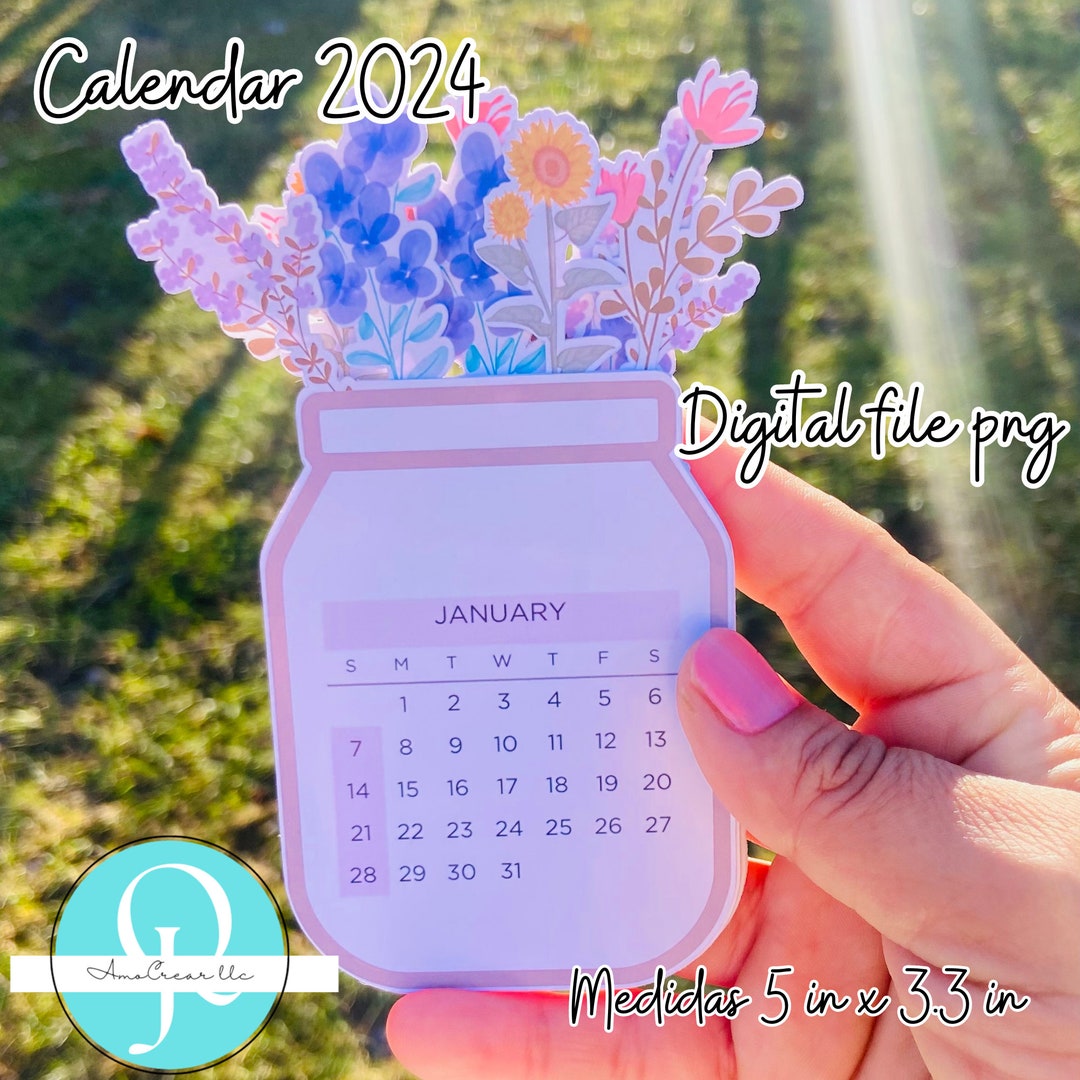Calendar 2024 Vase / Aesthetic Flowers, PNG / Printables / Cut With Scissors / or Cameo, Cricut ...