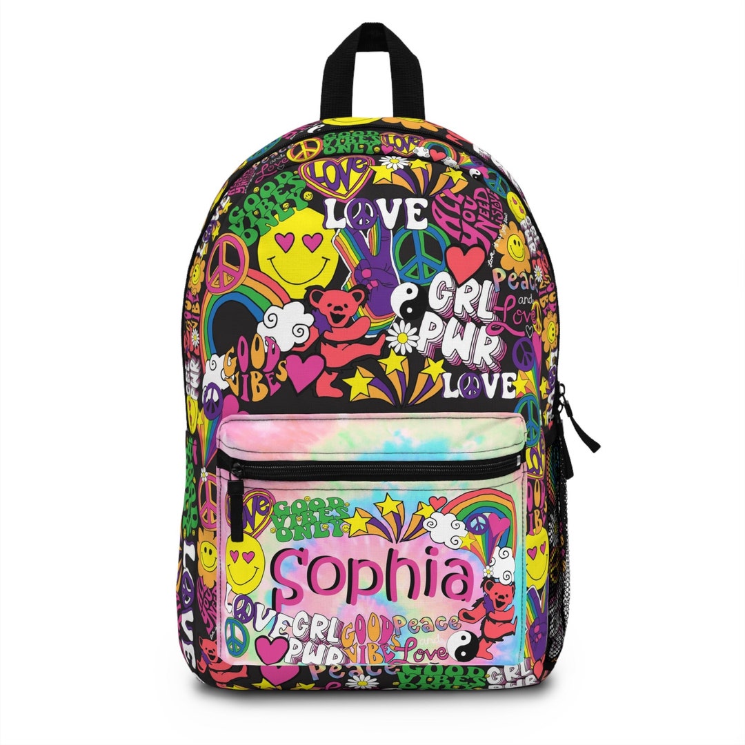 Peace & Love School Backpack Custom Personalized Back to School Add ...