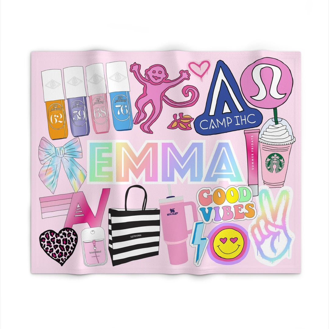 Preppy Girl Camp Throw Blanket | All Summer Camps | Custom ...