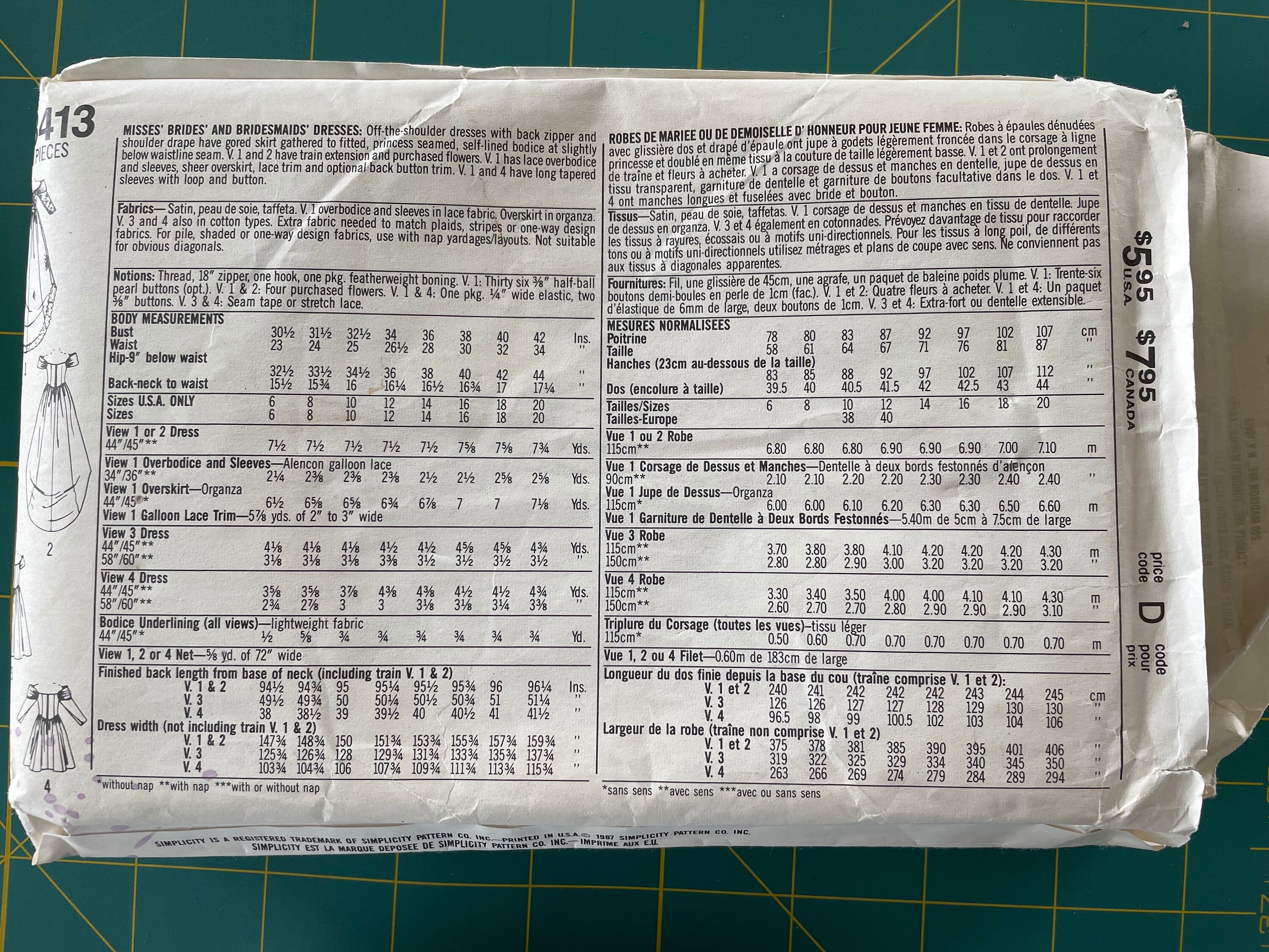 Vintage 1980's Simplicity Sewing Pattern 8413: Formal, Prom, Bridal ...