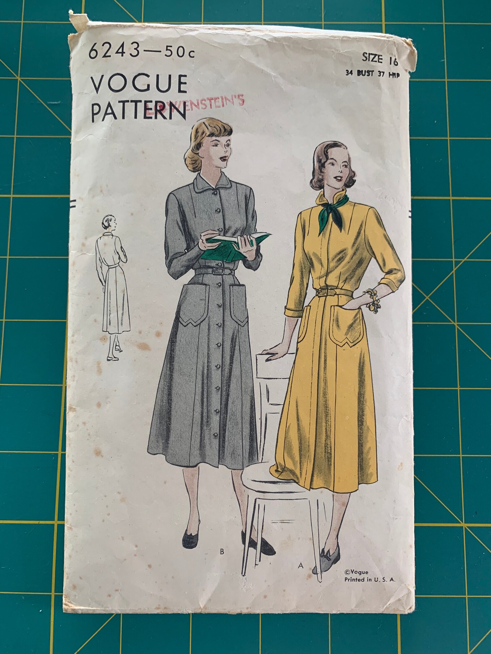 Vintage 1940's Rare Vogue Sewing Pattern 6243 Dress - Etsy