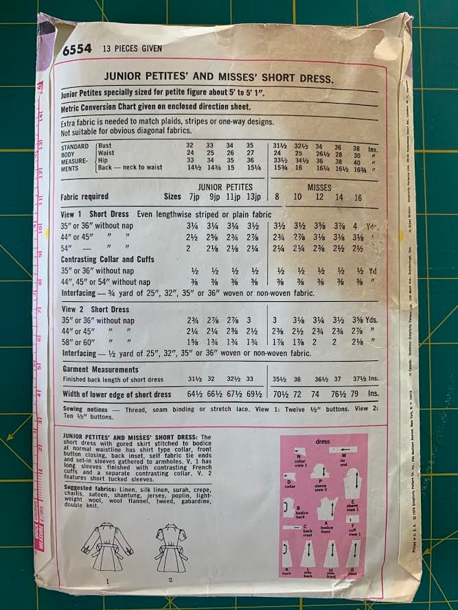 Vintage 1973 Simplicity Sewing Pattern, Dress 6554 - Etsy