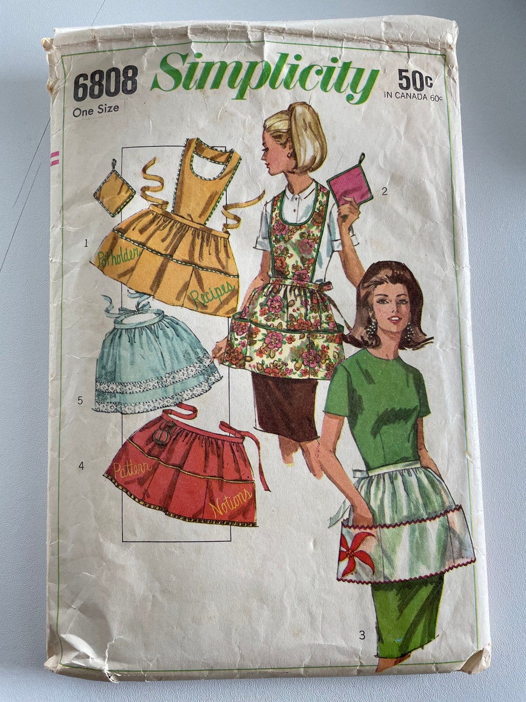 Vintage 1966 Simplicity Sewing Pattern 6808, Apron With Appliques and ...