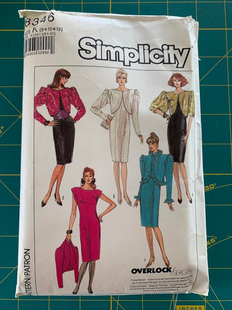 Vintage 1987 Sewing Pattern Simplicity #8346 Dress and Jacket - Etsy