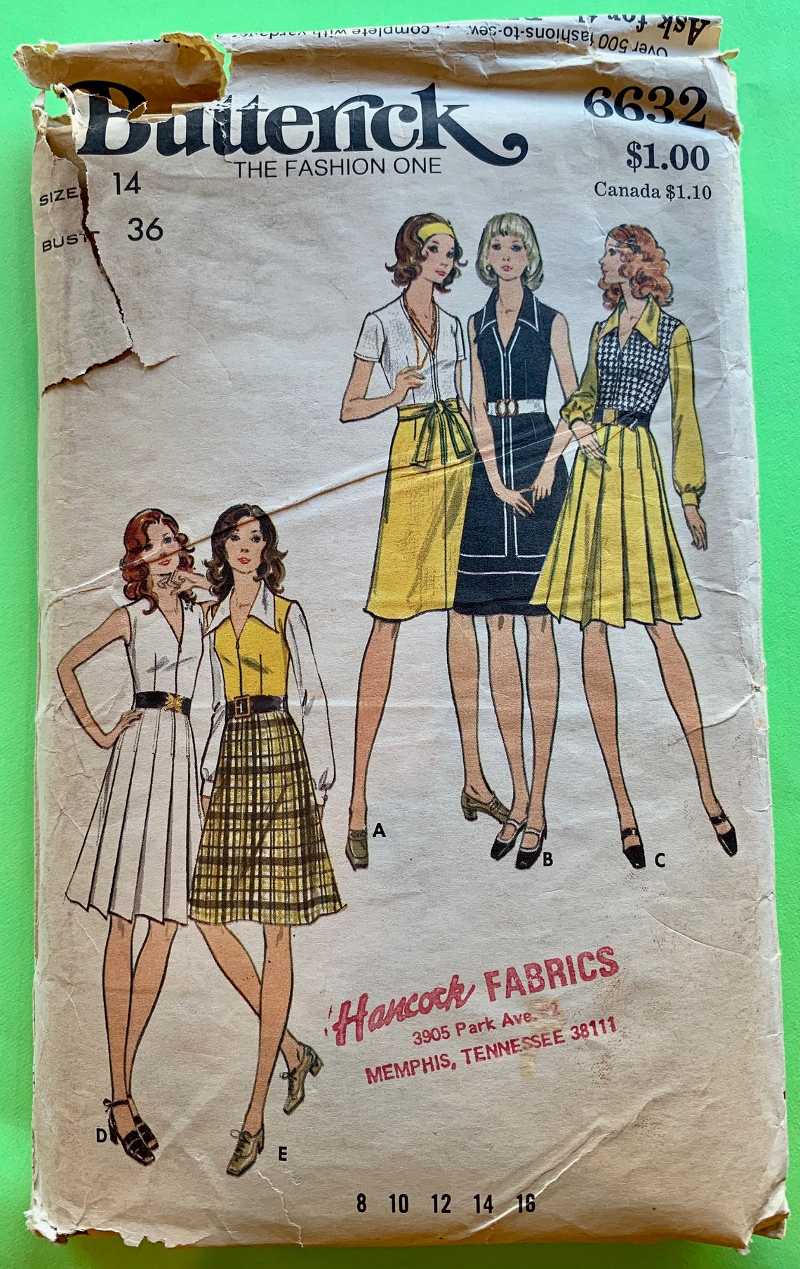 Vintage Mid-1970's Sewing Pattern Butterick 6632 Dress - Etsy