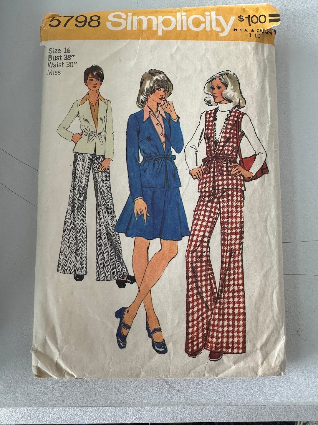 Vintage 1970s Simplicity Sewing Pattern 5798: Jacket, Vest, Short Skirt ...