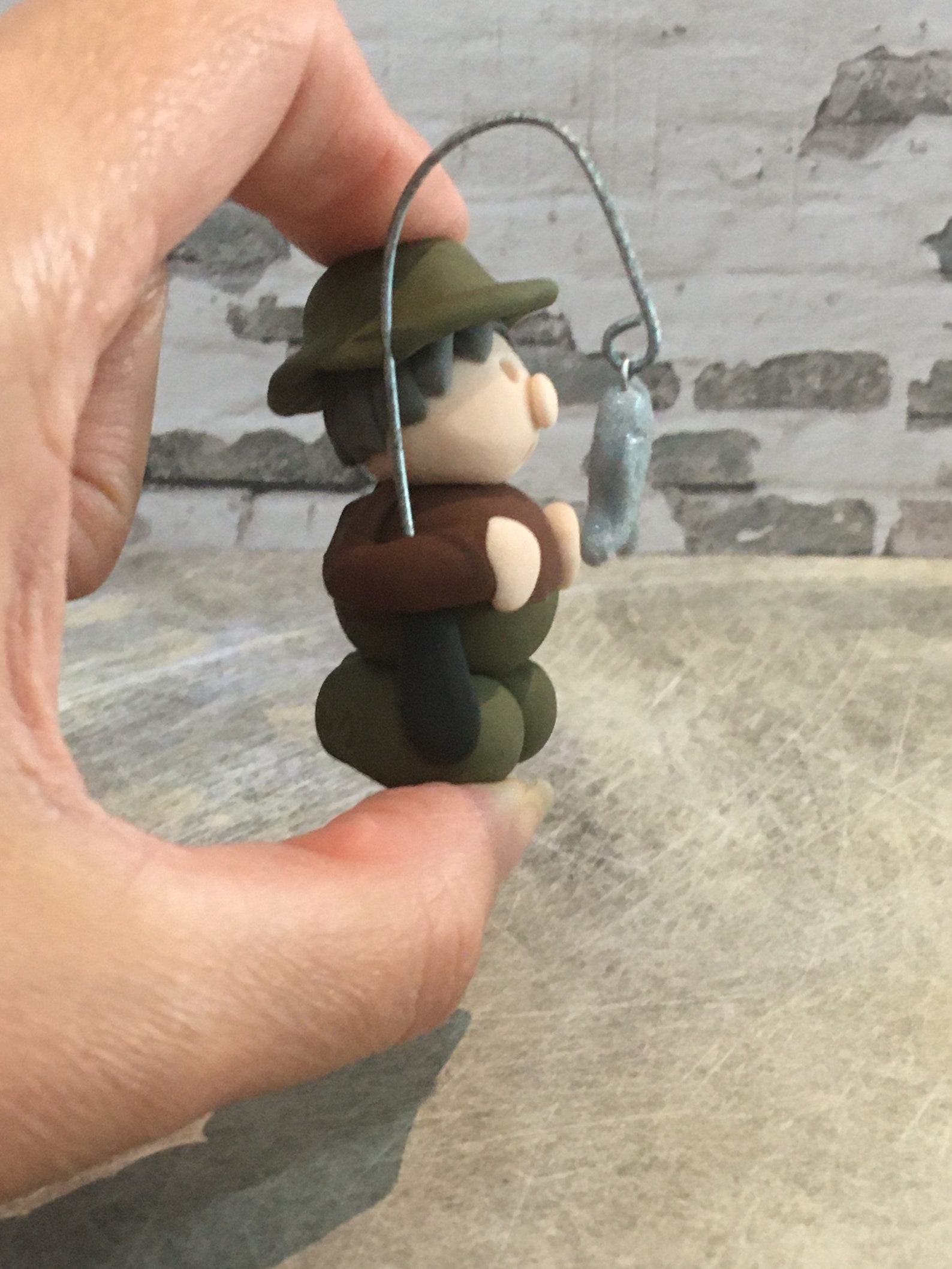 Fisherman clay figure handmade model | Etsy