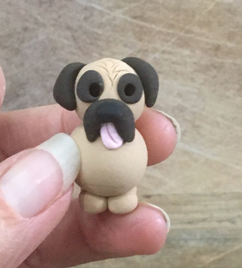 Pug Clay Figure Clay Dog Model Fur Baby Dog Owners Gift - Etsy