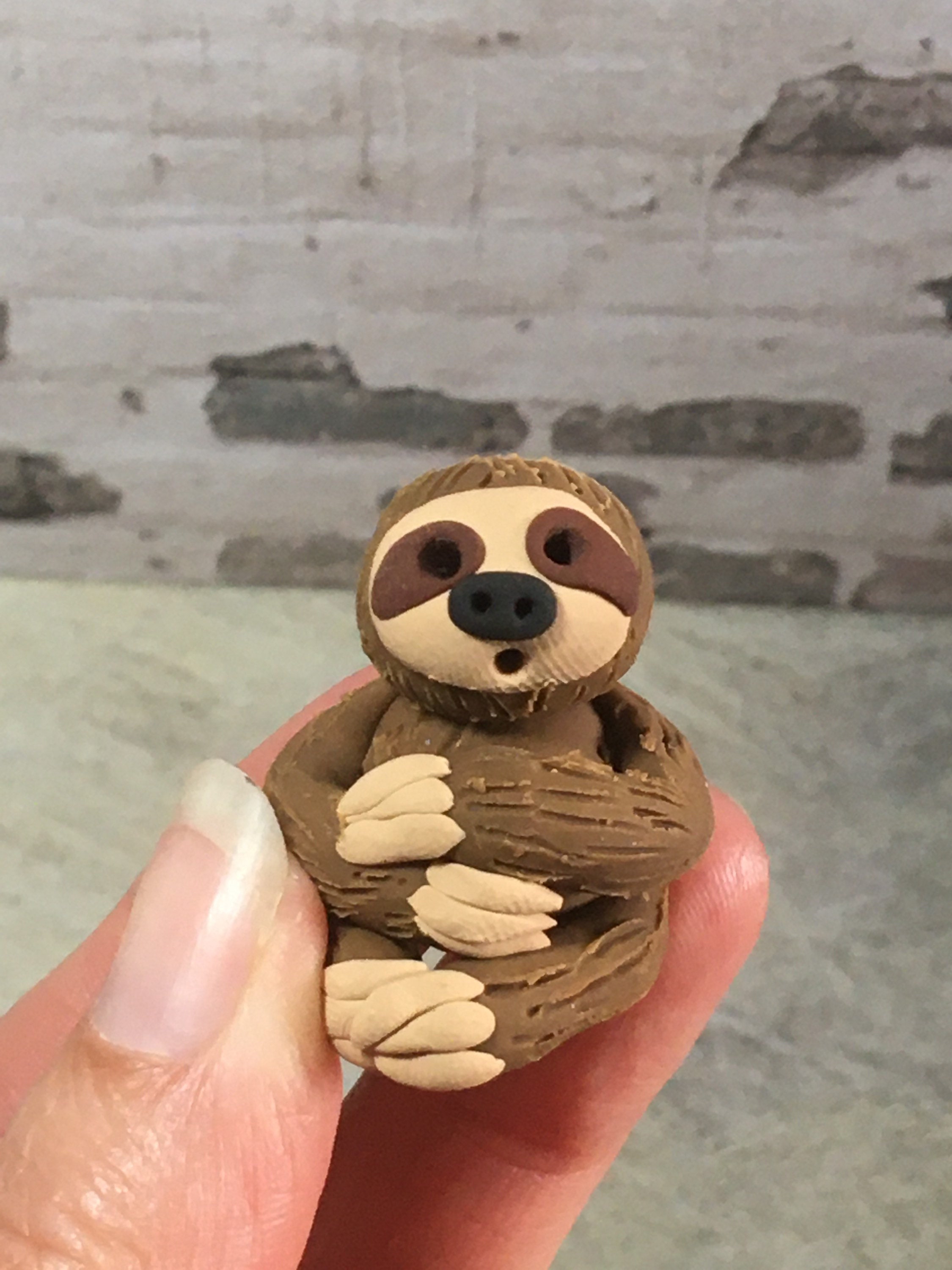 Sloth Clay Figure Handmade Miniature Model - Etsy UK
