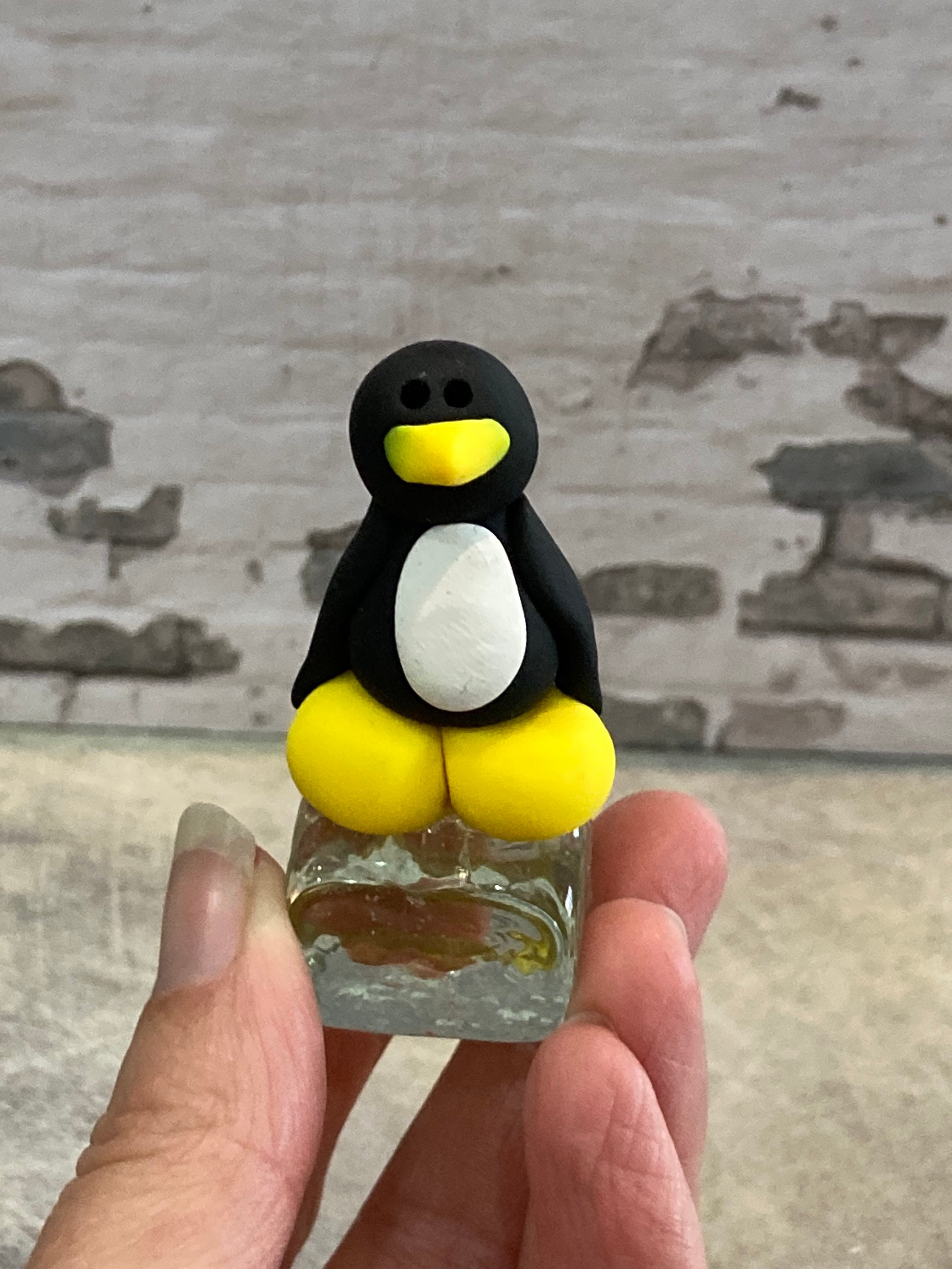 Penguin Clay Figure on Ice Cube Handmade - Etsy UK