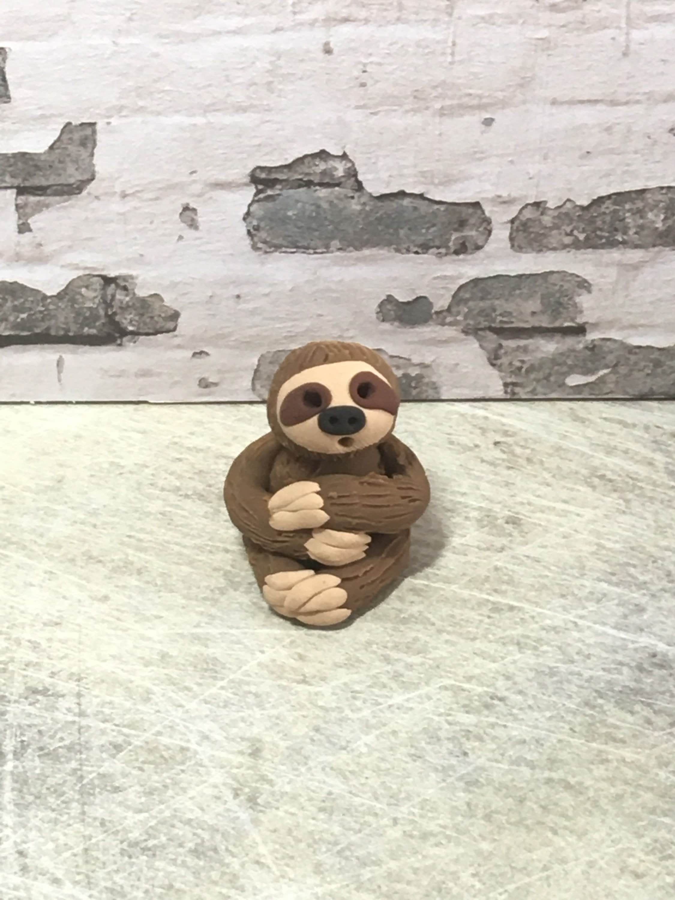 Sloth Clay Figure Handmade Miniature Model | Etsy