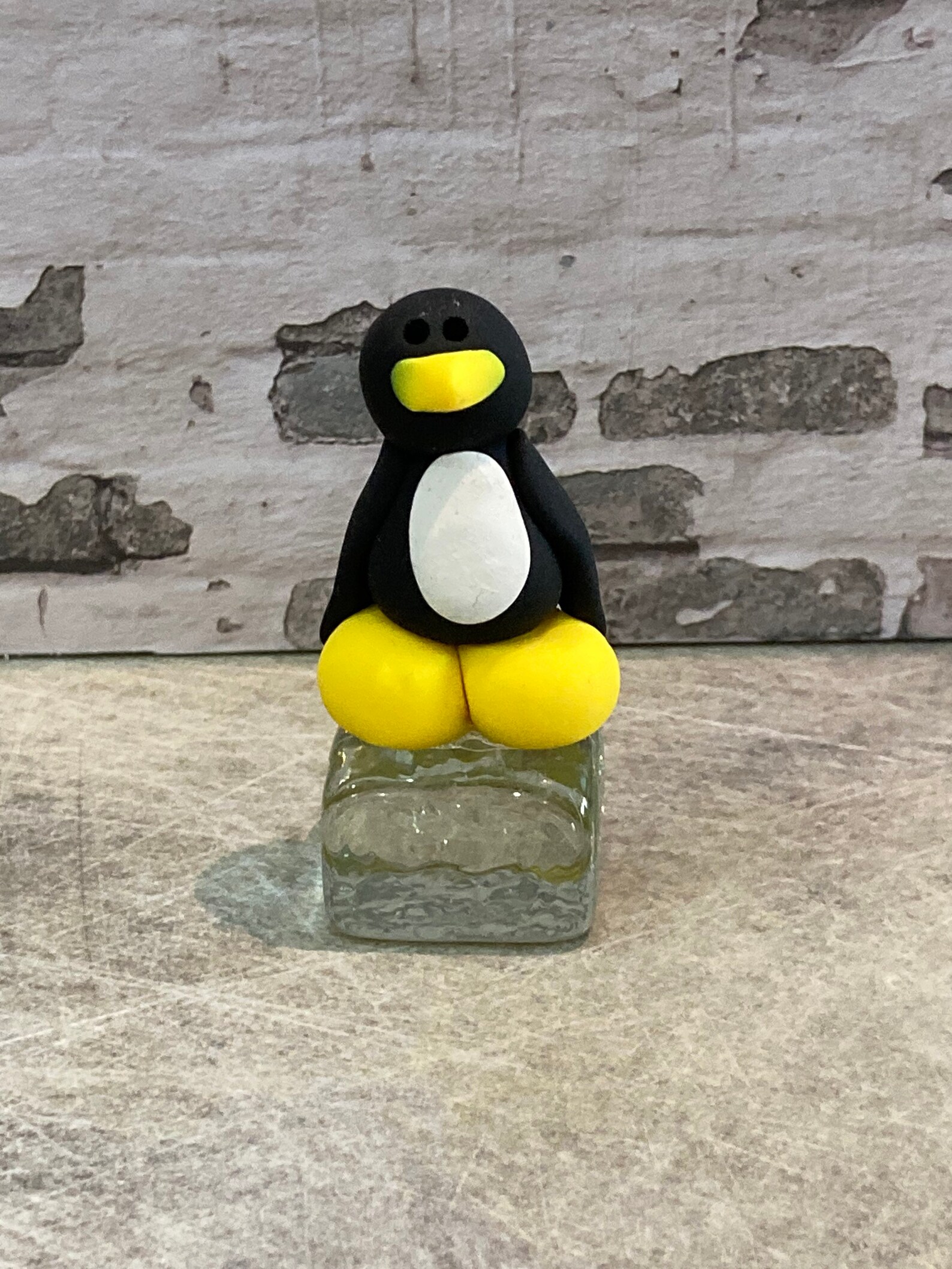Penguin Clay Figure on Ice Cube Handmade - Etsy UK