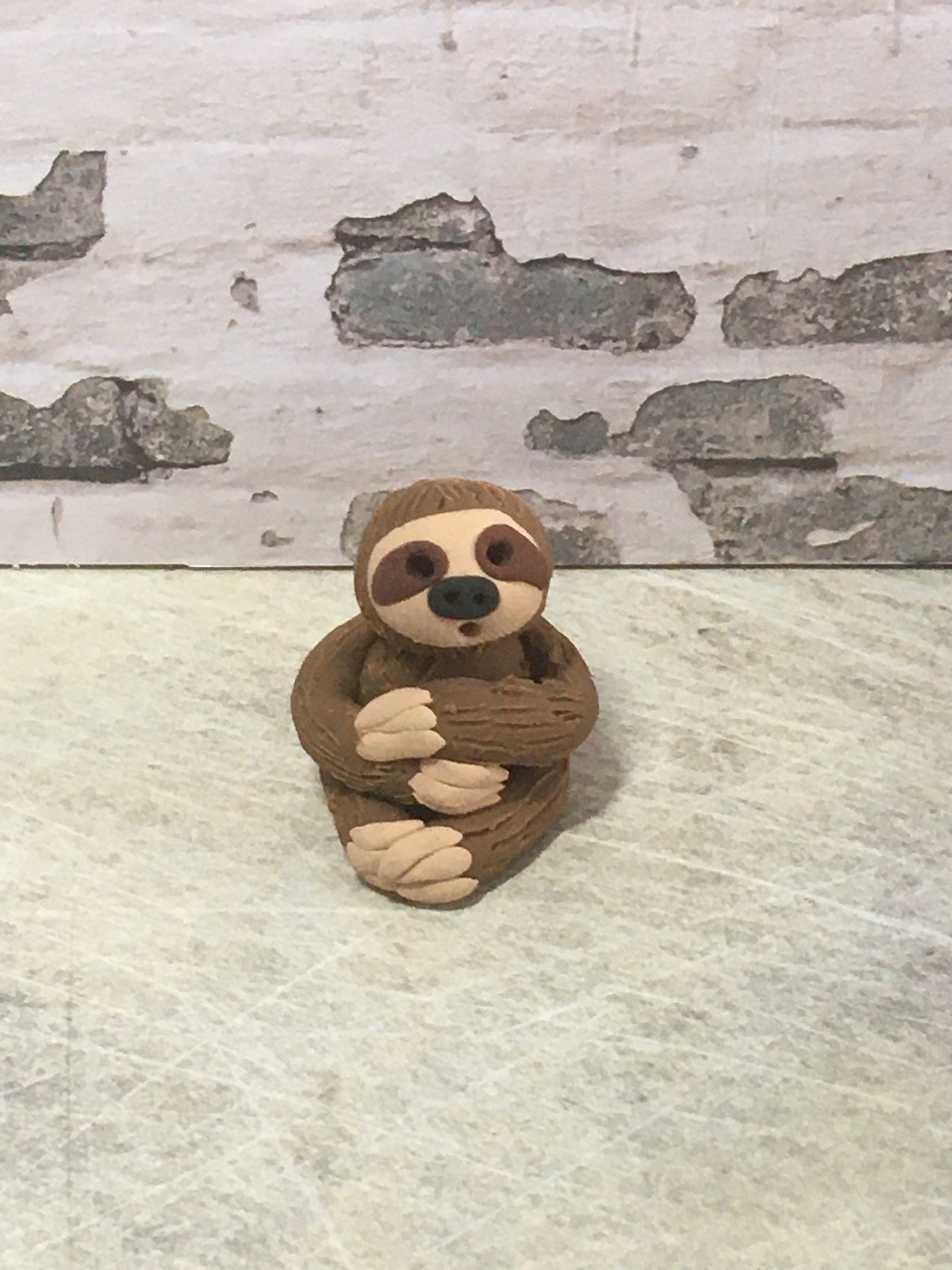 Sloth Clay Figure Handmade Miniature Model | Etsy
