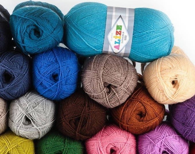 Thin Wool and Acrylic, Alize LANAGOLD 800, Fine Lace Wool Yarn Shawl ...