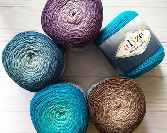 300g Superlana Midi Ombre Batik Blend Wool Winter Knitting Crochet Knit ...
