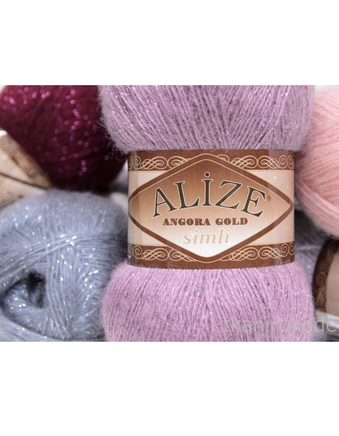 Alize Angora Gold Simli Yarn, Lightweight Fingering Yarn 3 Ply, Blend ...