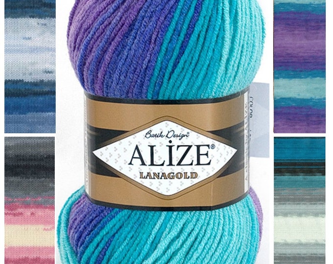 Wool and Acrylic Alize LANAGOLD Batik, Magic Yarn Winter Yarn, Soft and ...