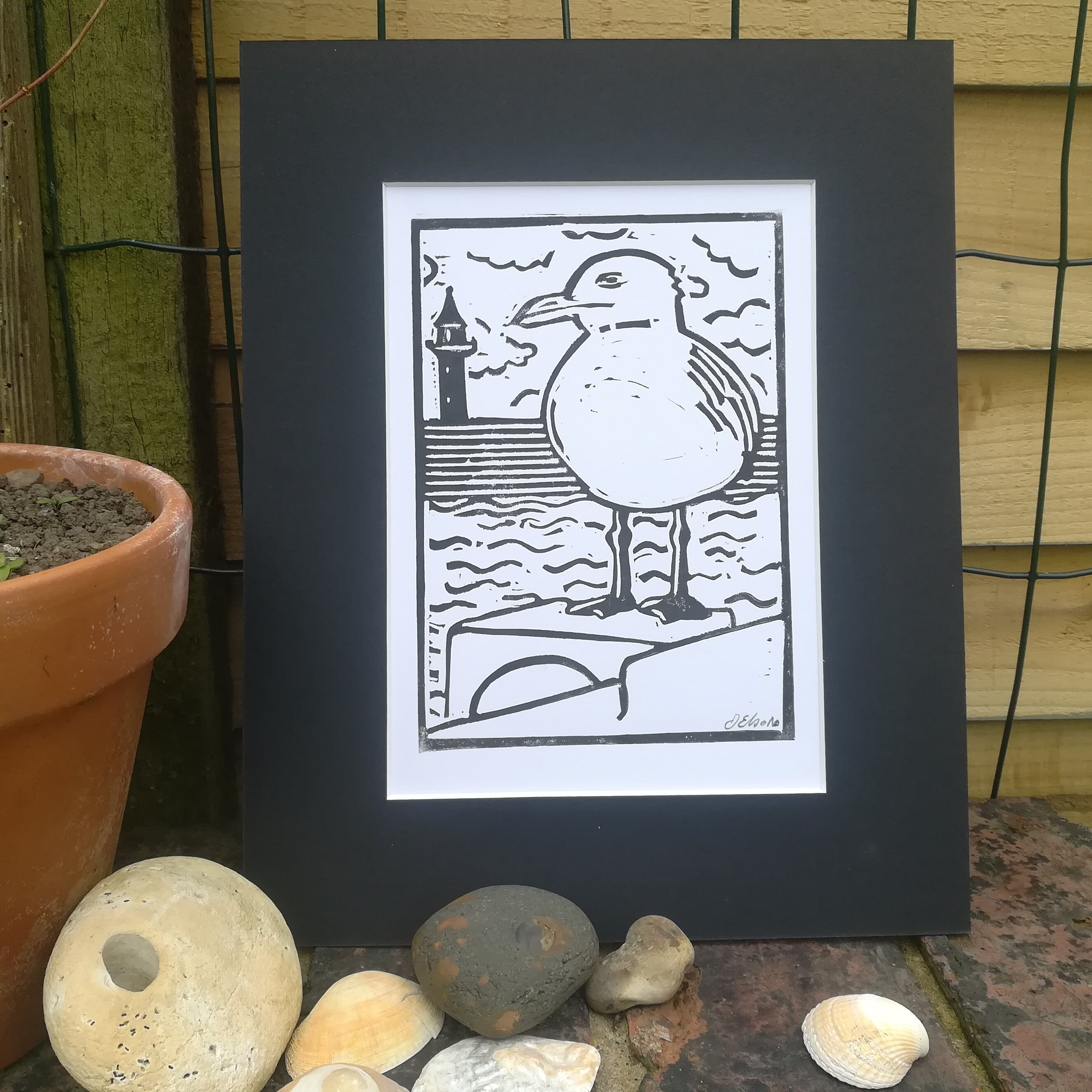Whitby Round Seagull Lino Print. Art. Printmaking. Seaside Artwork - Etsy
