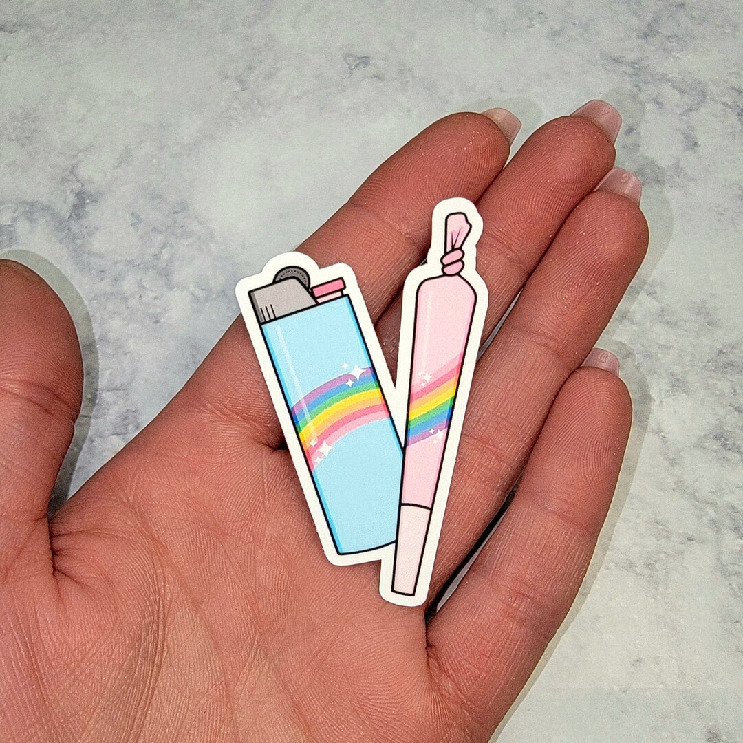 Rainbow Joint and Lighter Stickers, Die Cut Sticker, Laptop Sticker ...