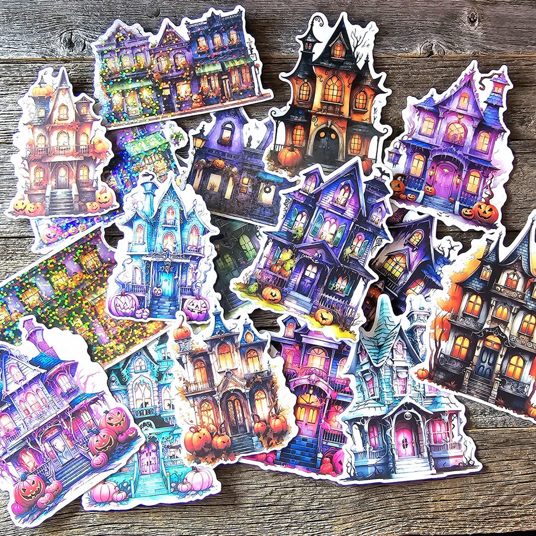 Haunted House, Witch Cottage 26 Pack Stickers, Holo Die Cut Stickers ...