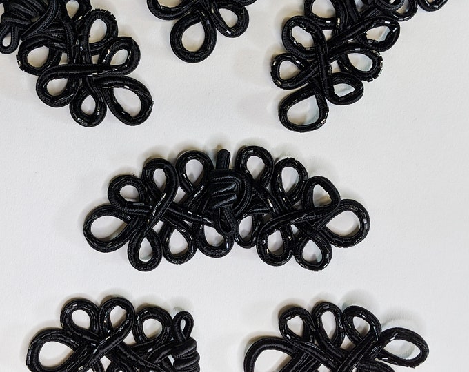 Frog Closures, Black Beaded, Vintage Large Black Beaded Closures ...