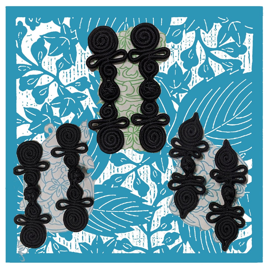 Frog Closures, Black Frog Braided Closures, Vintage Stock, Edwardian ...