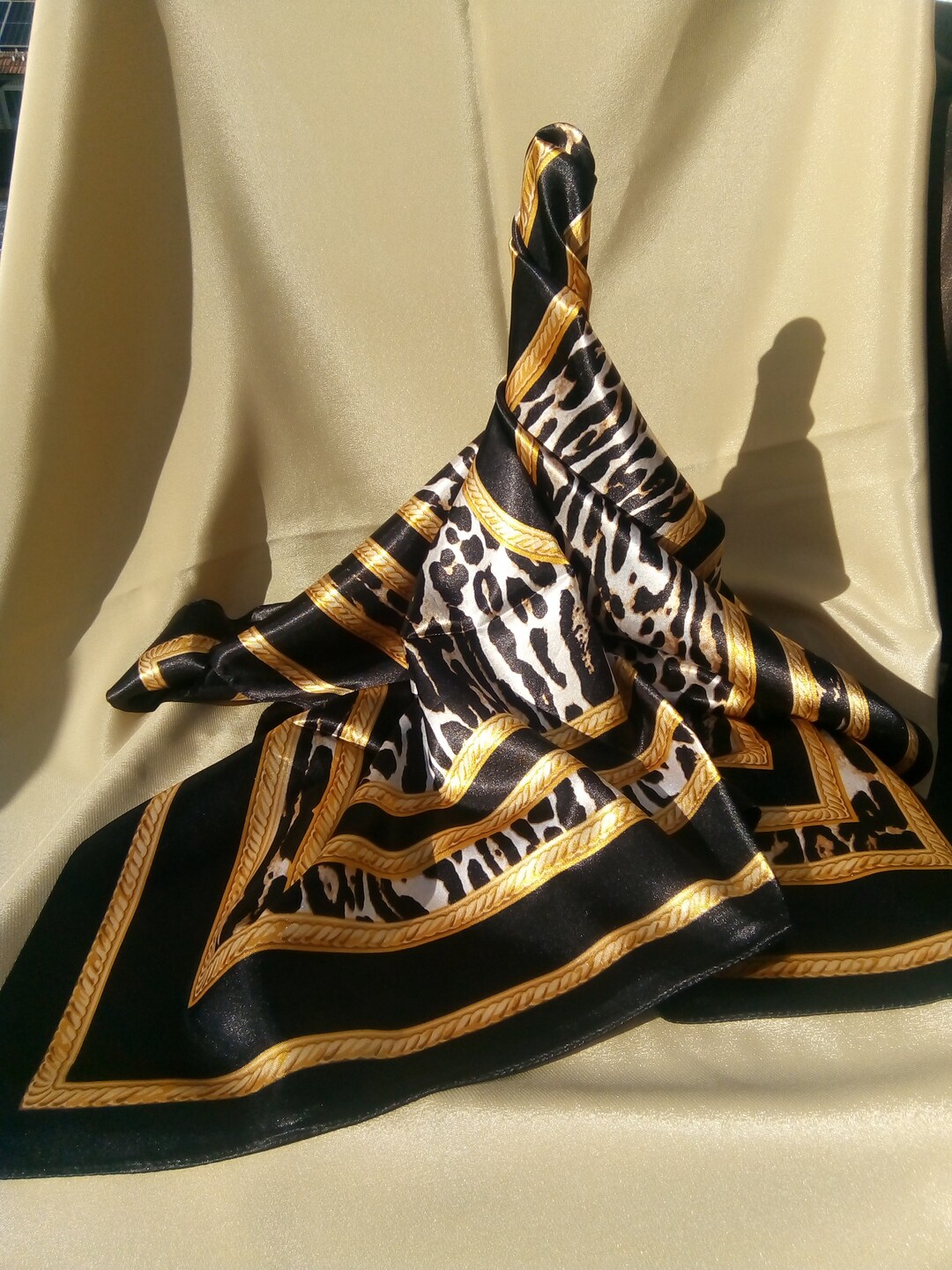 LEOPARD SCARF, Square Scarf, ANIMAL Skin Scarf, Black Brown Scarves ...