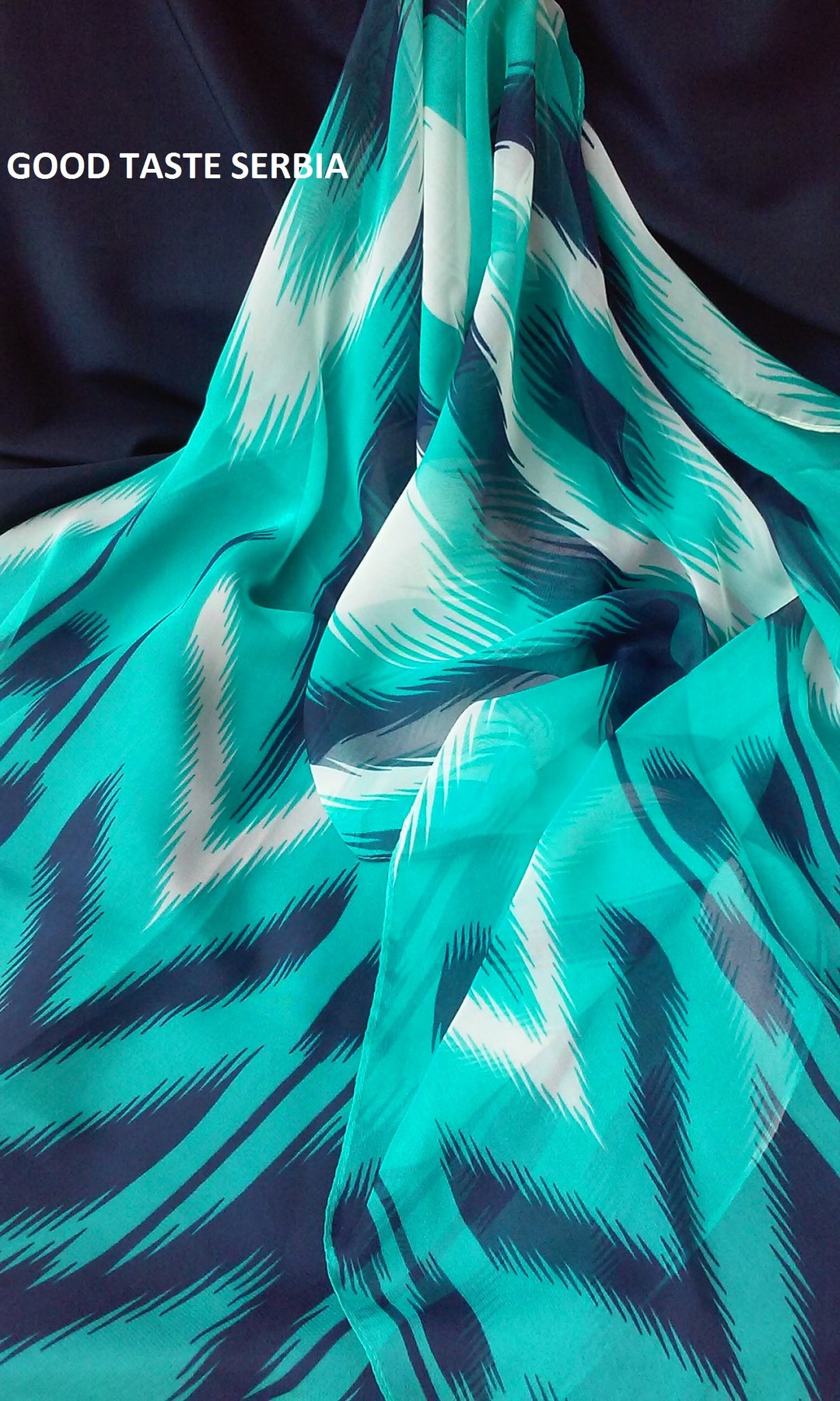 Blue White Ikat Wrap Navy Blue White Scarf Turquoise Scarves Bohemian ...