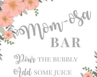 Black and White Mom-osa Bar Sign, Modern Mom-osa Bar Sign, Momosa Sign ...