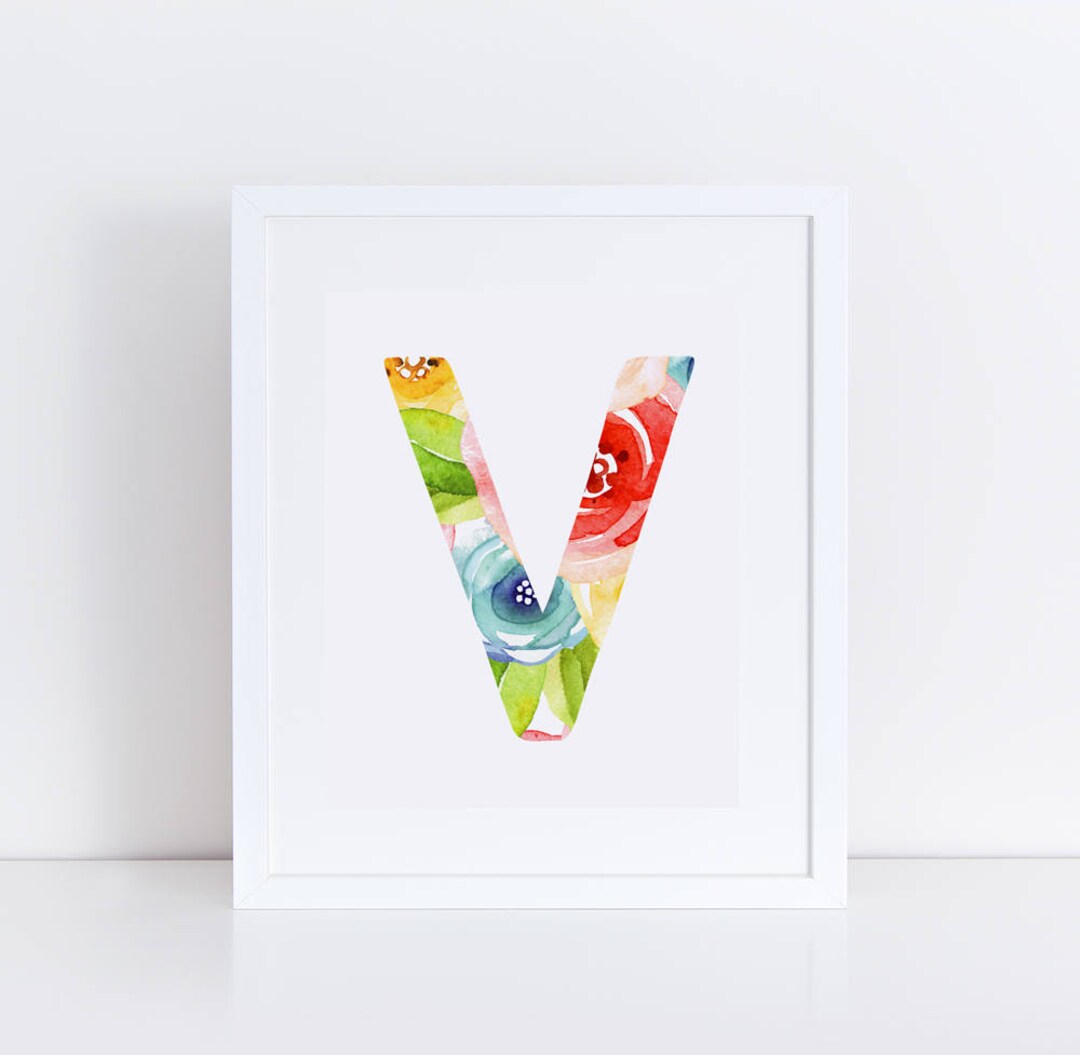 Letter V Wall Print / V Nursery Printable / Printable Monogram Art ...
