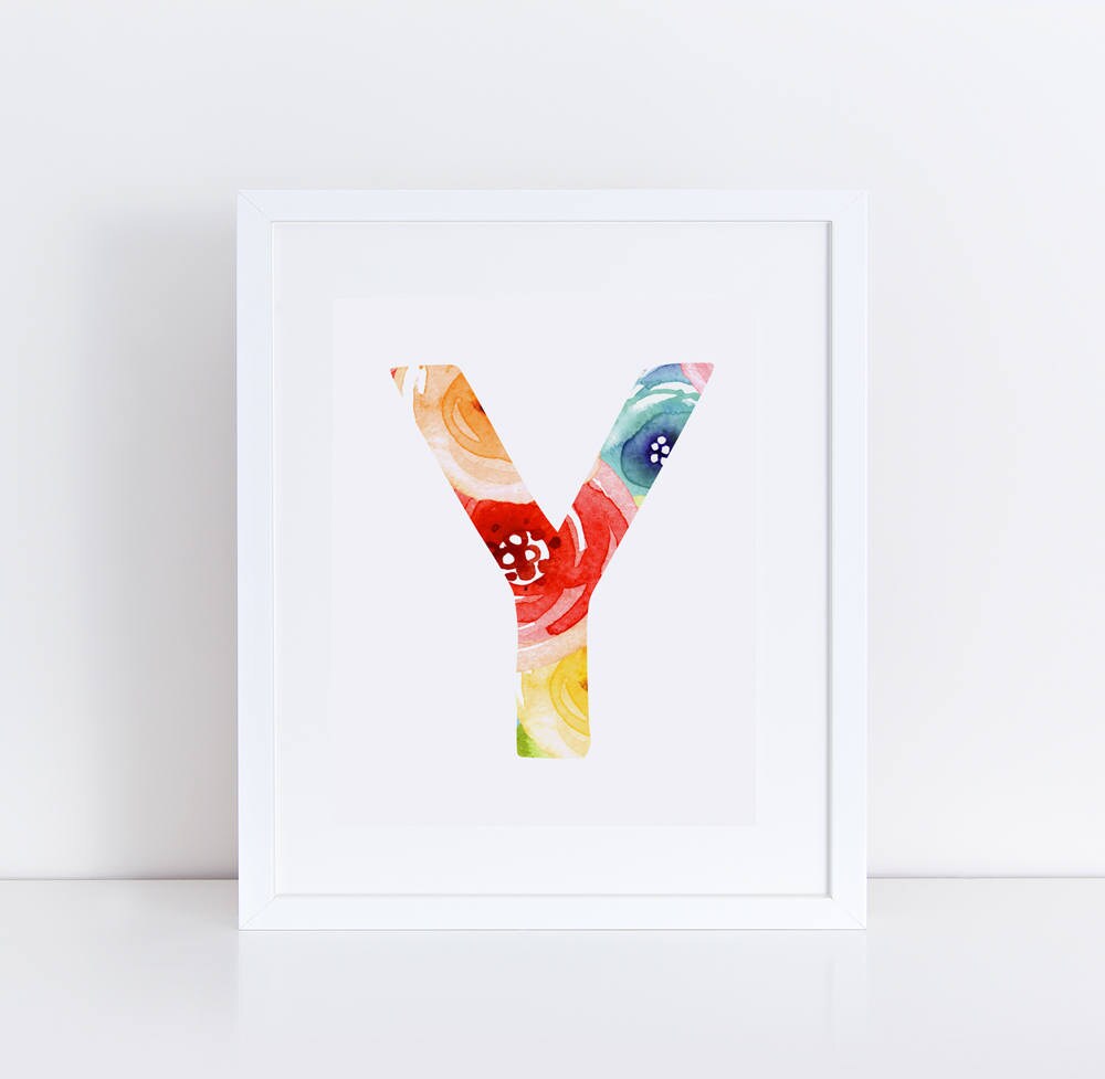 Letter Y Wall Print / Y Nursery Printable / Printable Monogram Art ...