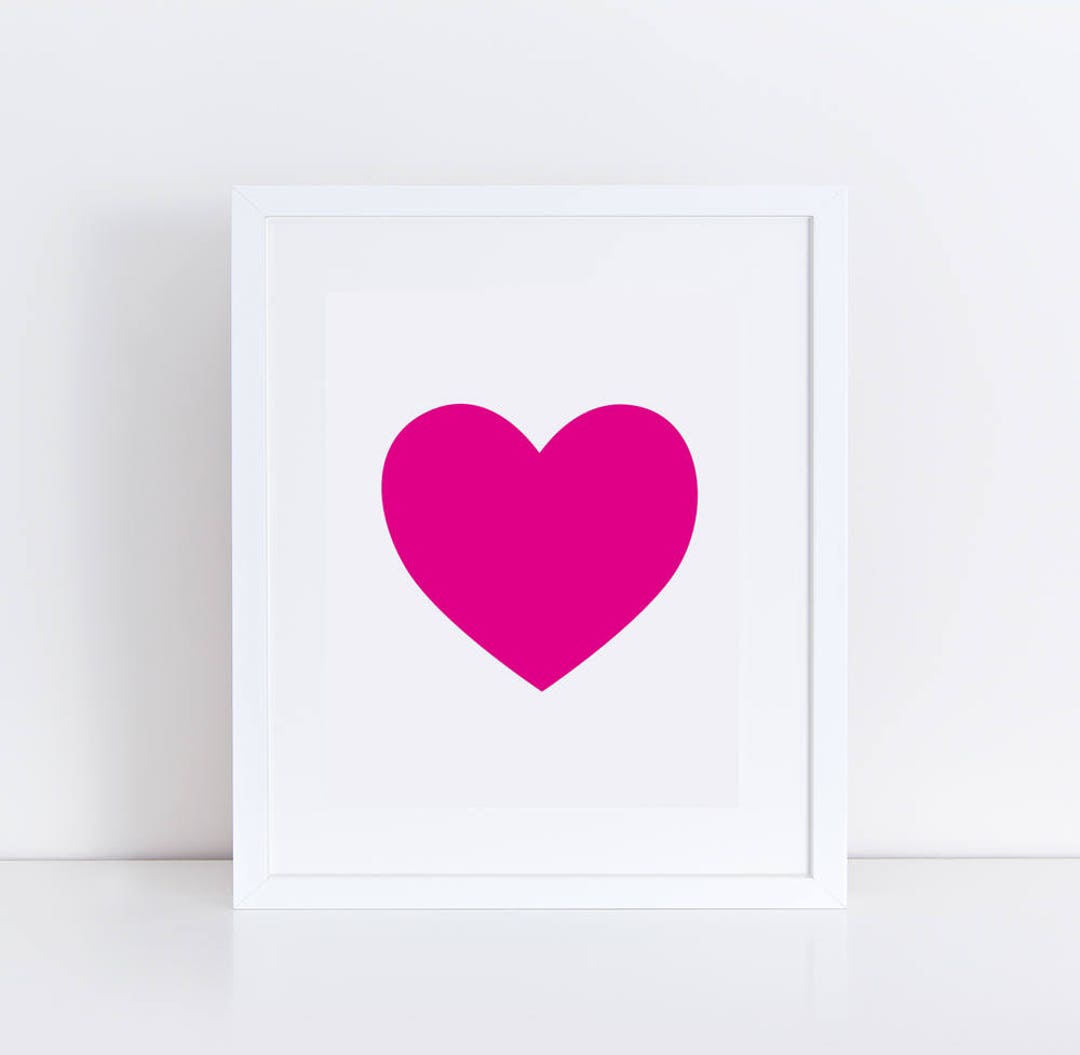 Heart Wall Print / Printable Heart Art / Fuschia Heart / Nursery Heart ...