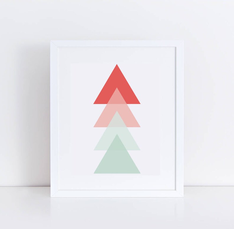 Coral and Mint Wall Decor Triangles Printable / Printable Geometric Art ...
