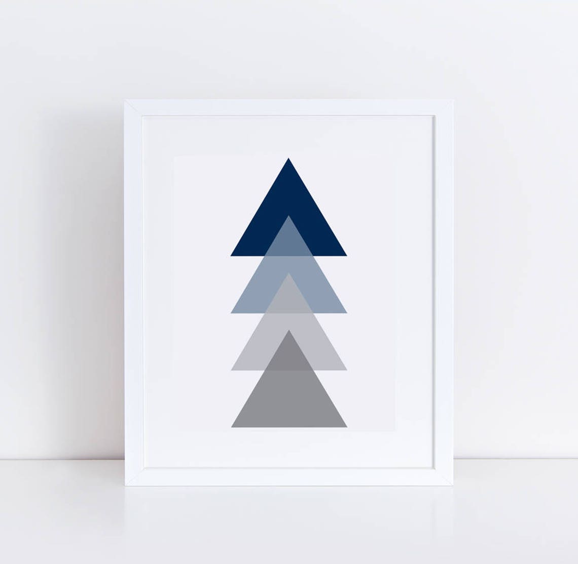 Printable Triangles Art Navy and Gray / Printable Geometric Art / Blue ...