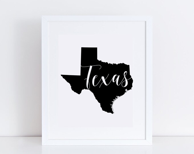 Texas Script Black and White Printable Wall Art / Texas Gallery Wall ...